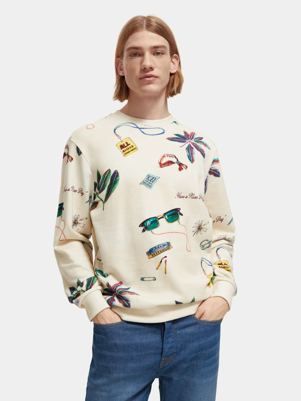 Regular Fit Printed Sweatshirt Scotch And Soda Nz