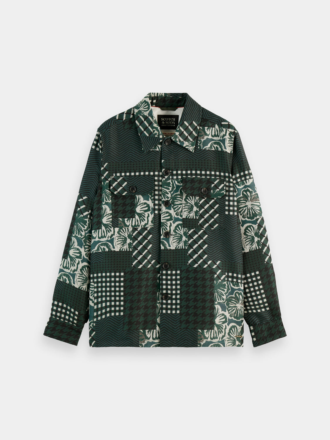 Patchwork jacquard overshirt